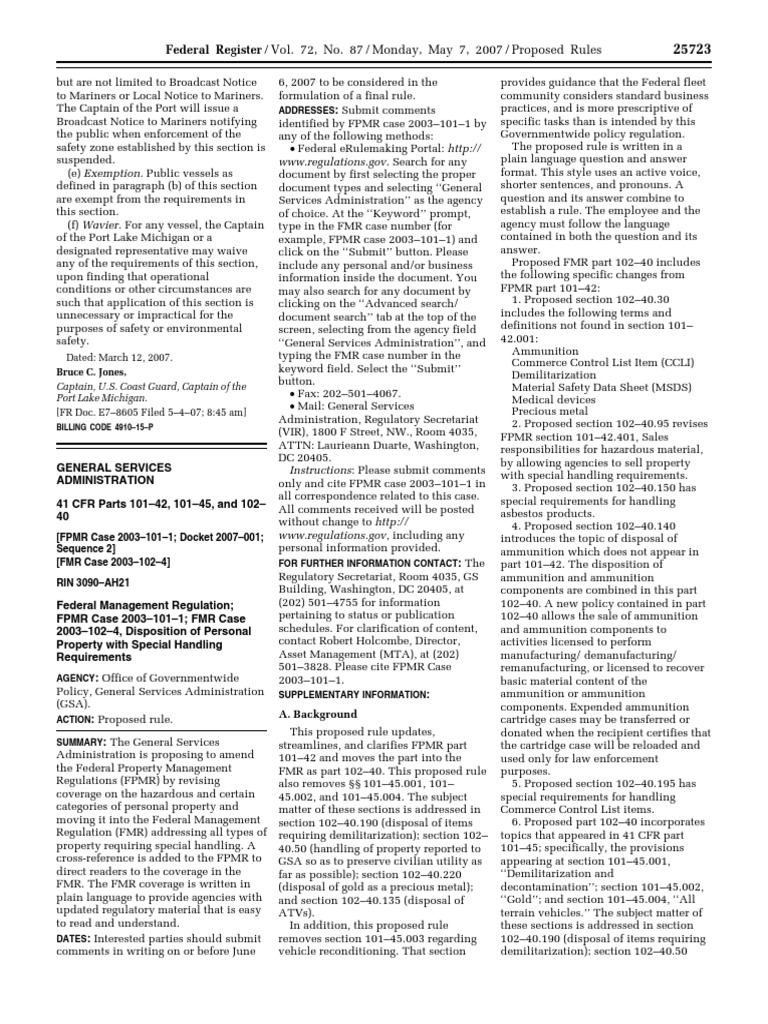 Proposed Rule: Federal Management Regulation: Personal Property With ...
