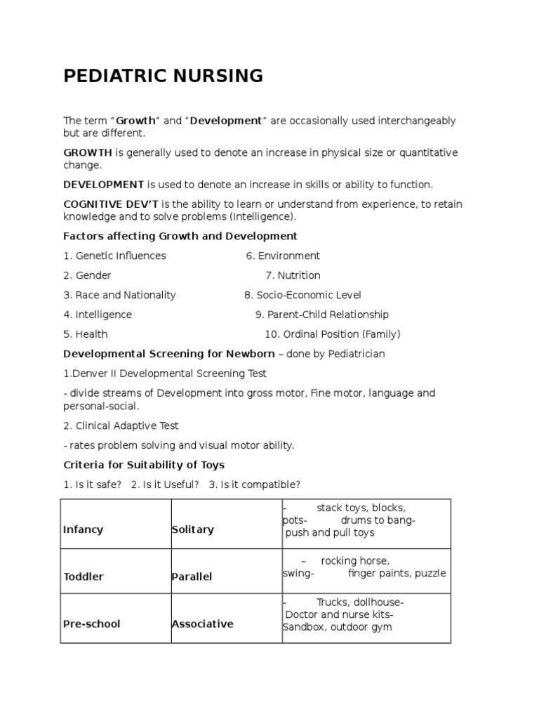 Pediatric Notes | PDF | Infants | Adolescence