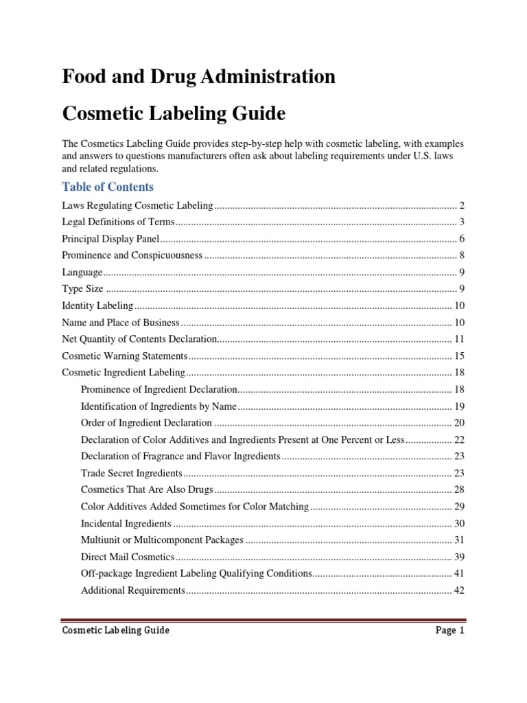 FDA Cosmetic Labeling Guide | PDF