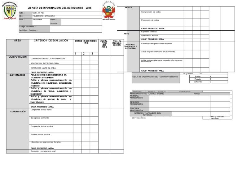 Libreta de Información Del Estudiante | PDF