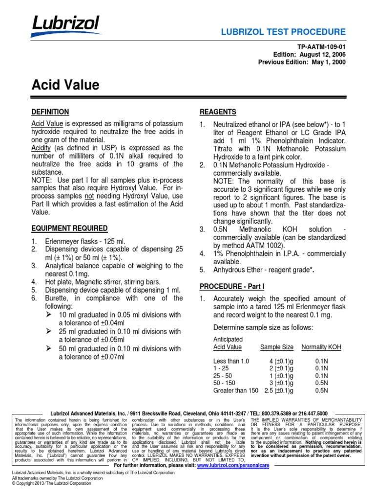 Acid Value | Titration | Chemical Substances