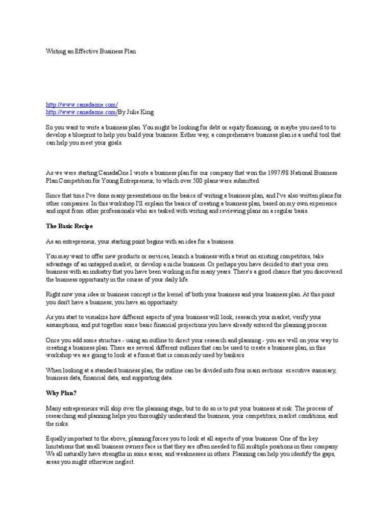 Writing An Effective Business Plan | PDF | Business Plan | Strategic ...