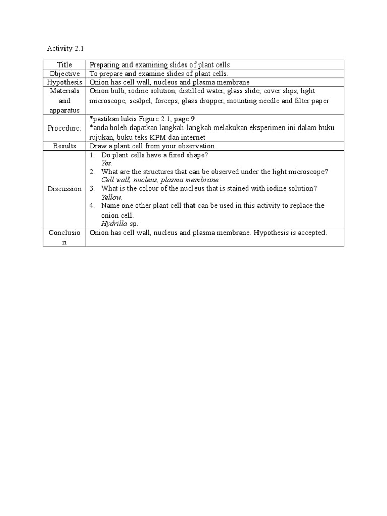 Plant Cell Slide Preparation Guide | PDF