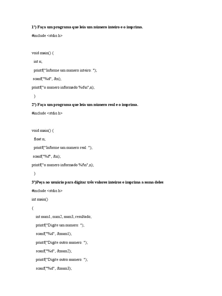 Exercicios Resolvidos em C | PDF | Celsius | Fahrenheit