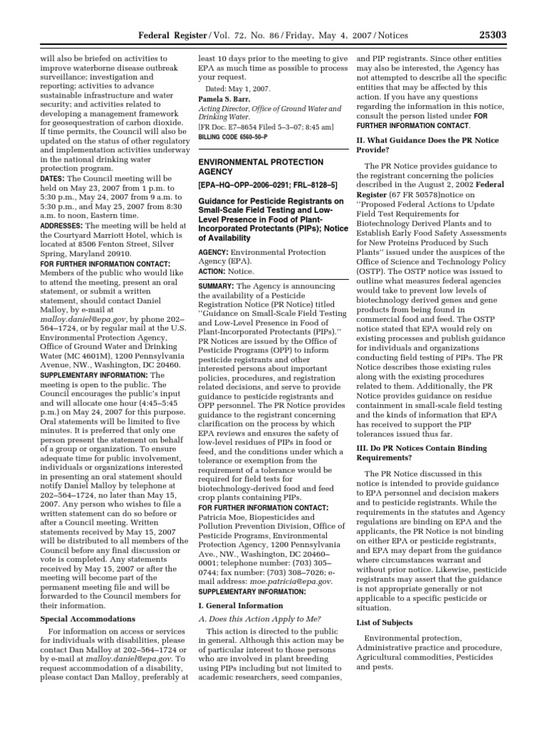 Federal Register / Vol. 72, No. 86 / Friday, May 4, 2007 / Notices ...