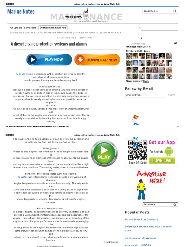 A Diesel Engine Protection Systems and Alarms - Marine Notes | PDF ...