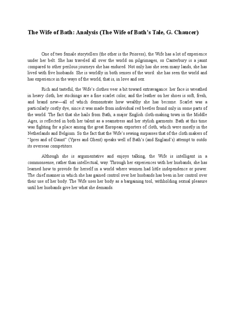 The Wife of Bath - Analysis | PDF | Sewing | Clothing