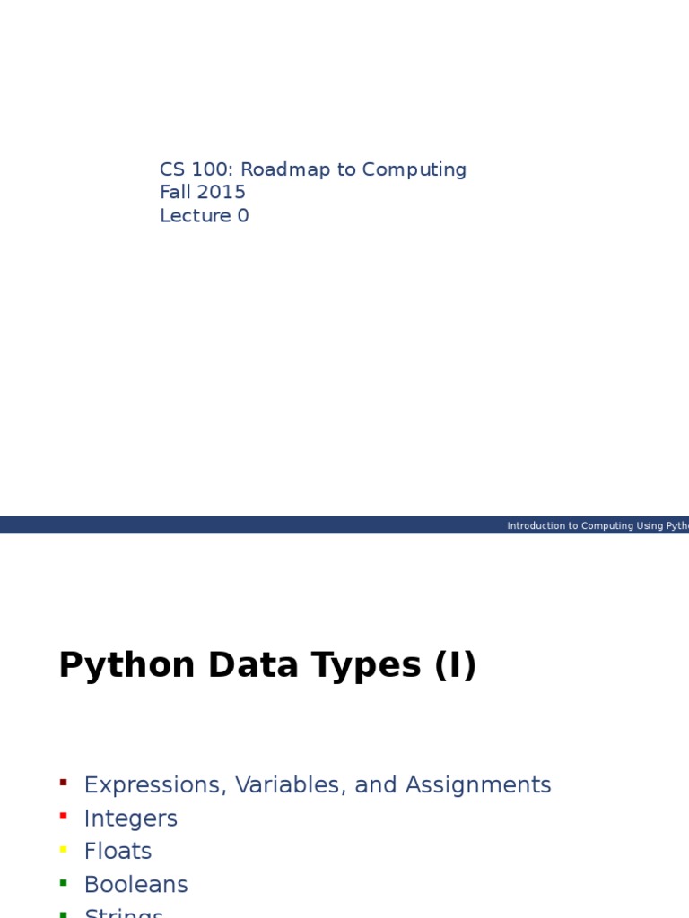 CS 100: Roadmap To Computing Fall 2015 | PDF | Data Type | Boolean Data Type