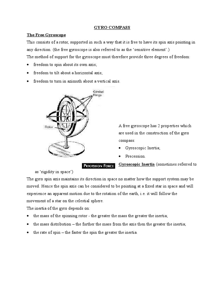 Gyro Compass The Free Gyroscope | PDF | Gyroscope | Rotation