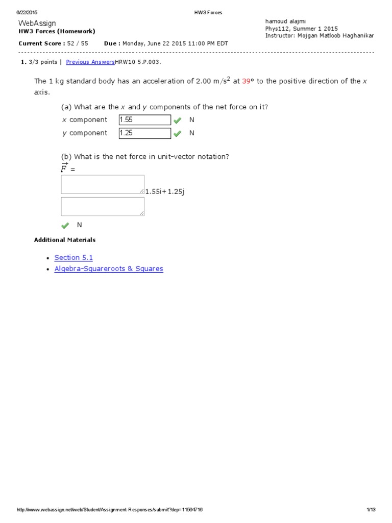 Hw3 Forces Pdf Pdf Force Friction