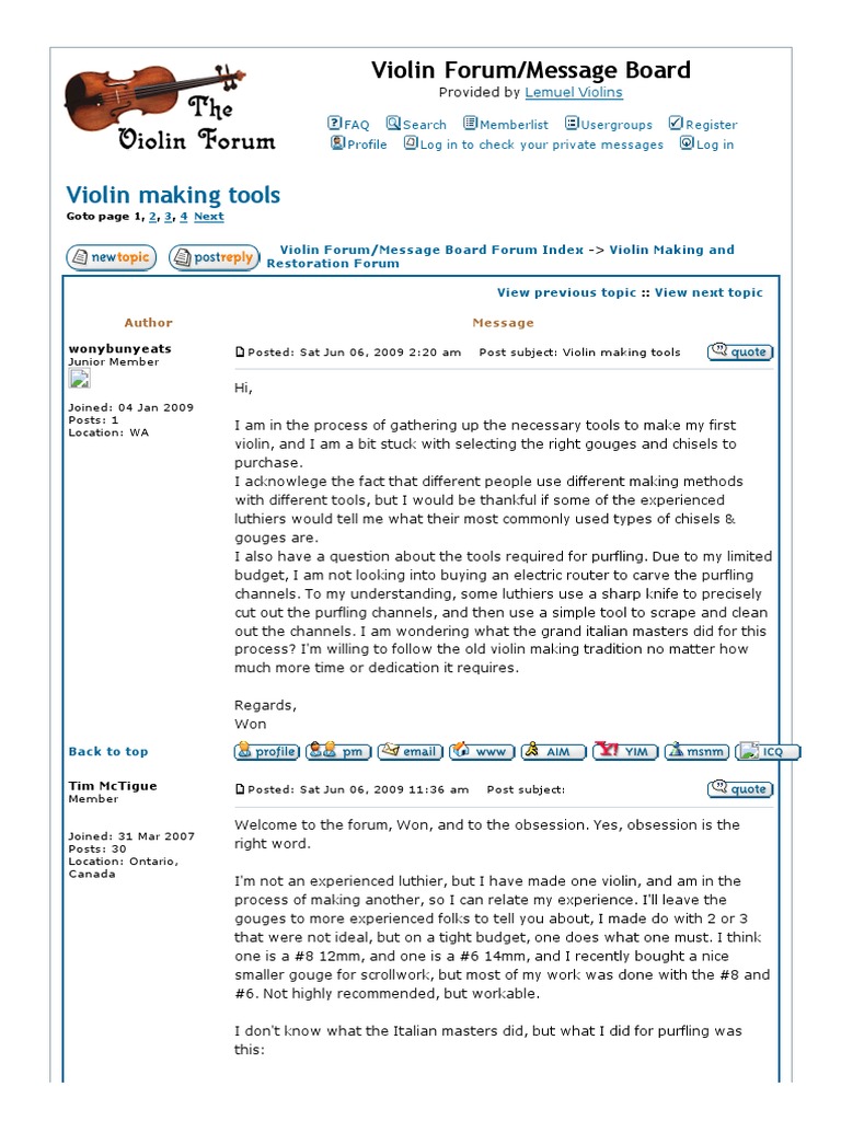 Violin Making Tools: Violin Forum/Message Board | PDF | Blade | Knife