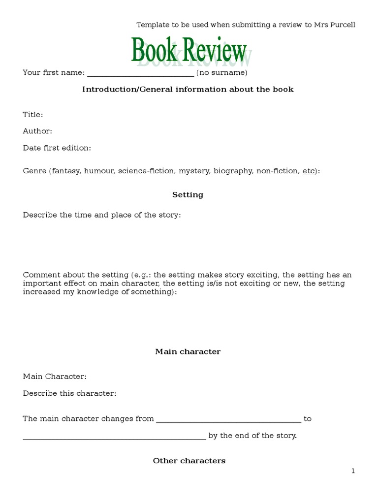 Book Review Template | PDF | Philosophy | General Fiction