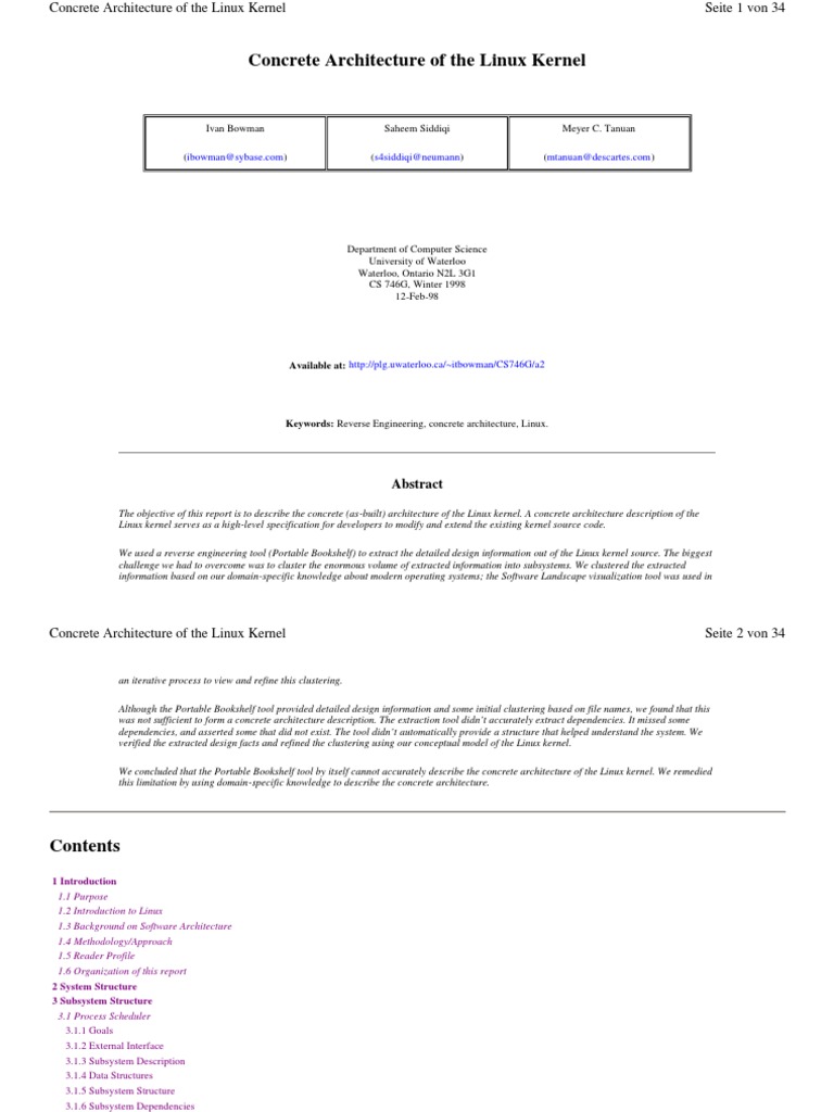 Concrete Architecture of The Linux Kernel | PDF | File System | Kernel (Operating System)