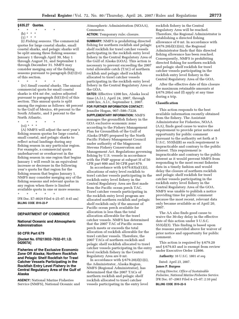 Rule: Fishery Conservation and Management: Alaska Fisheries of ...