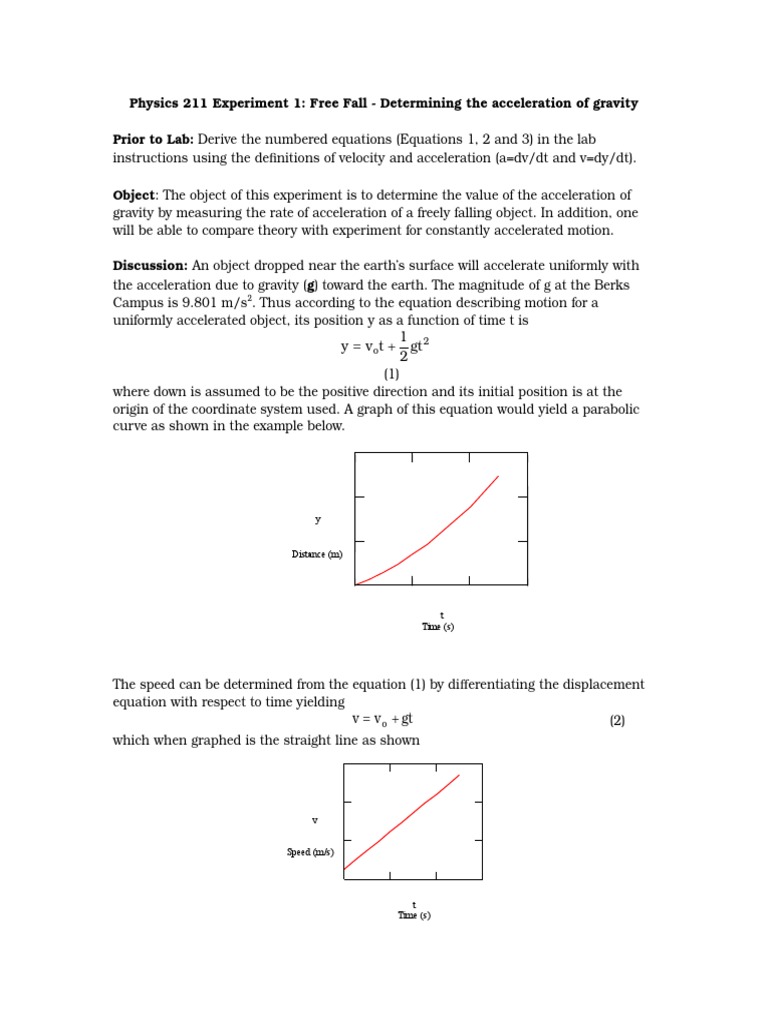 Lab 1 | PDF | Acceleration | Gravity
