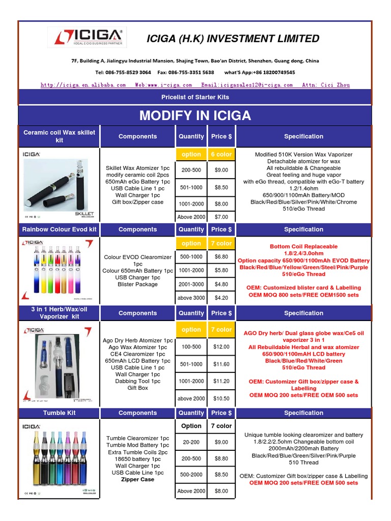 2014 December ICIGA Catalogue Ego Starter Kits | PDF | Personal ...