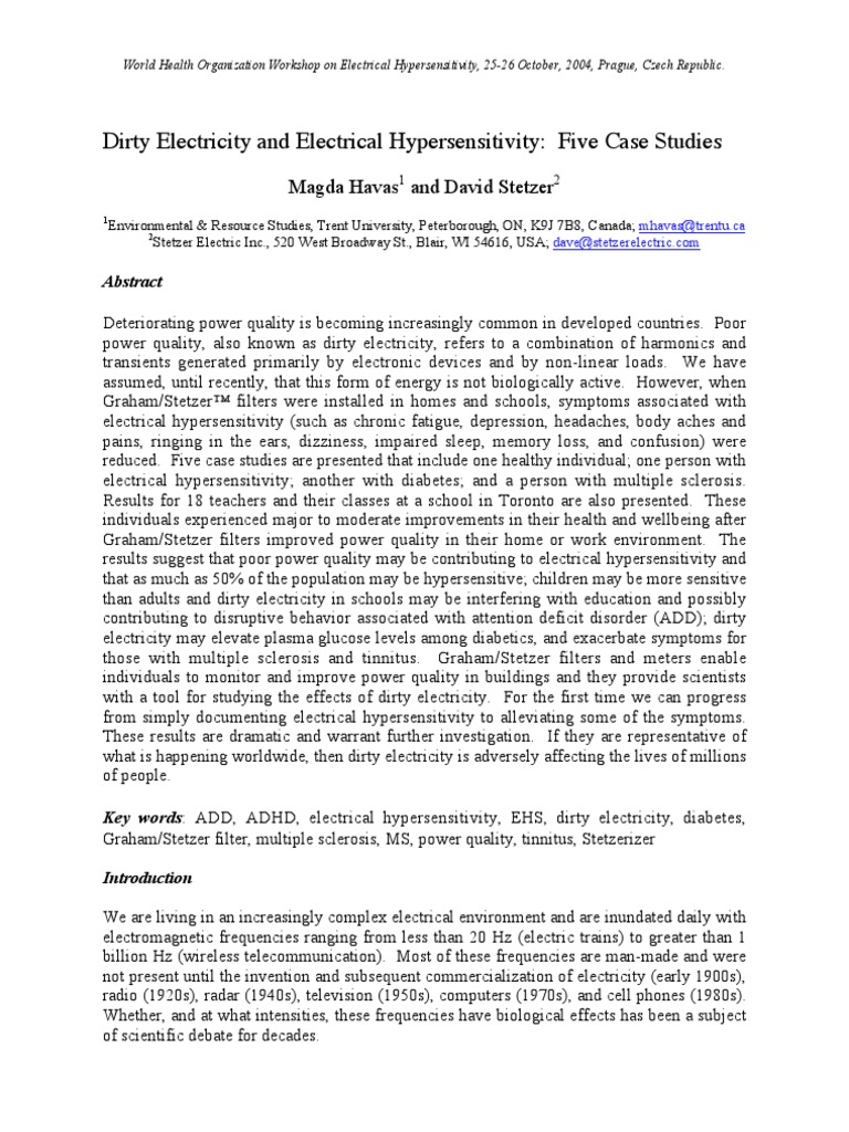 Dirty Electricity and Electrical Hypersensitivity | PDF | Diabetes ...