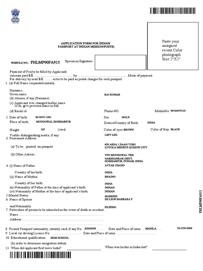 PHLMP00FA915 | PDF | Passport | Identity Document