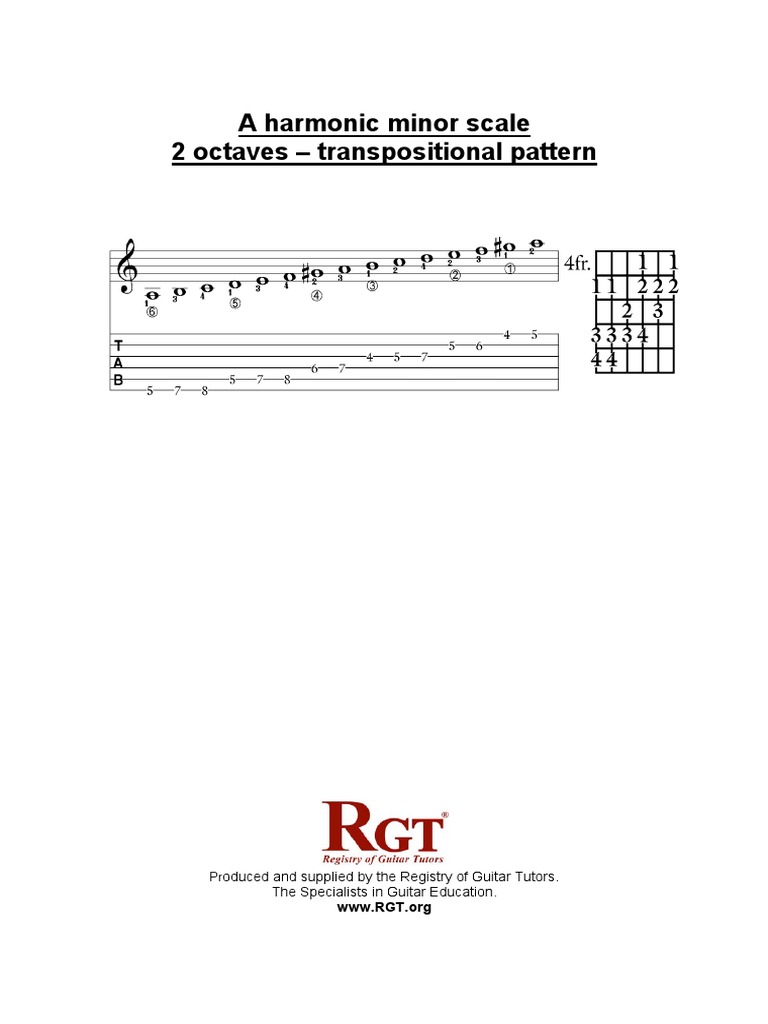 A Harmonic Minor Scale 2 Octaves | PDF