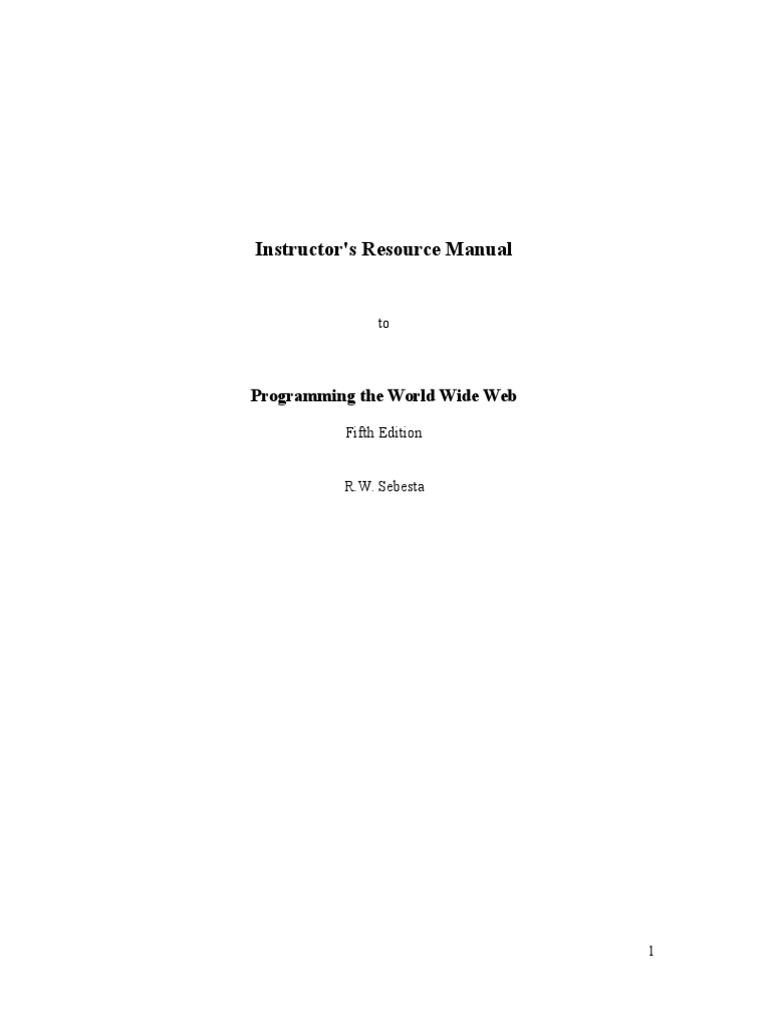 Instructor's Resource Manual: Programming The World Wide Web | PDF ...