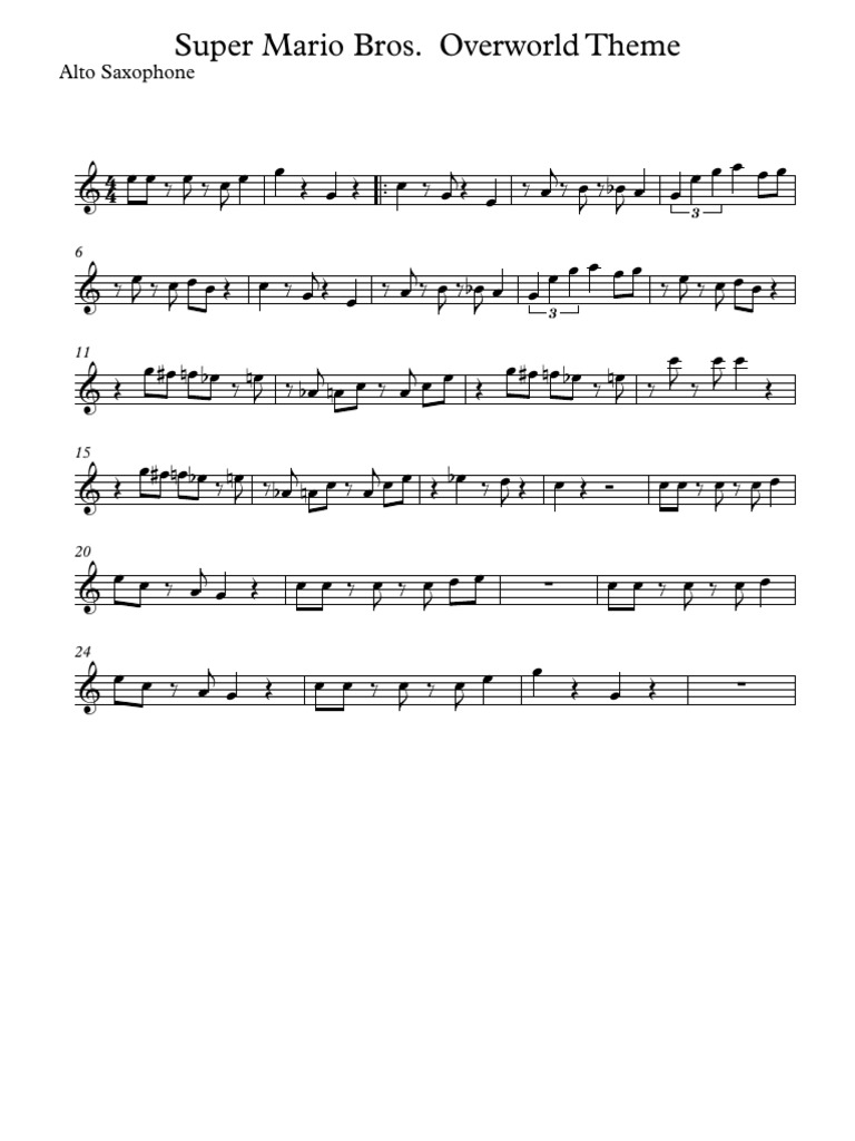 Alto Saxophone Sheet Music Mario