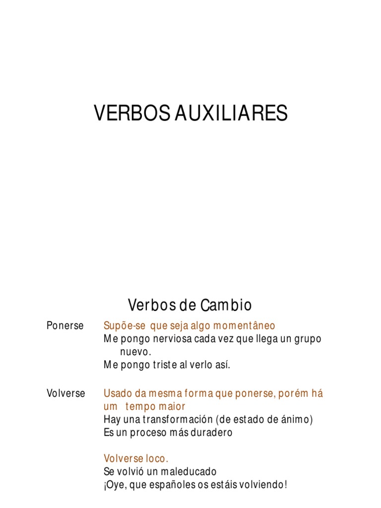 Verbos Auxiliares Pdf Onomástica Verbo