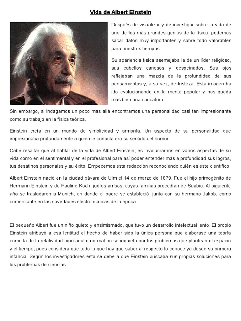 Vida de Albert Einstein | PDF | Albert Einstein | Science