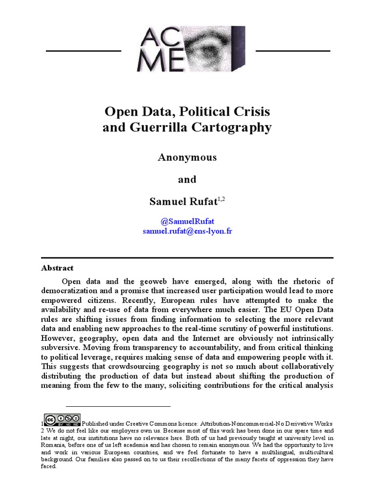 Open Data, Political Crisis and Guerrilla Cartography: Anonymous and ...