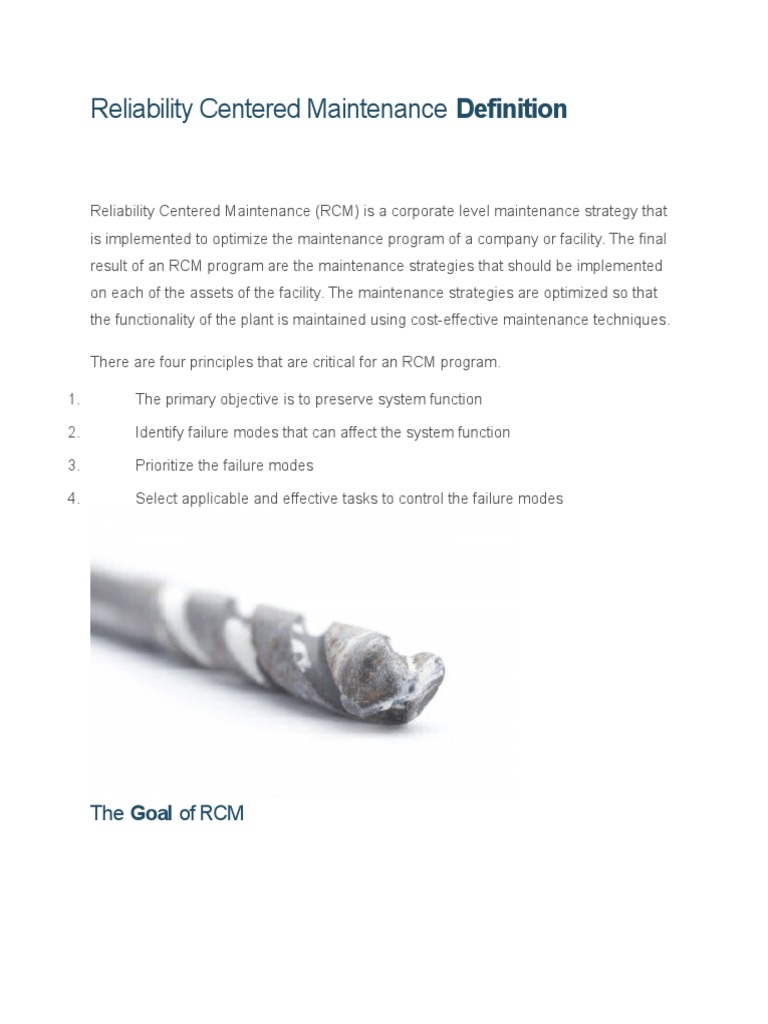 Reliability Centered Maintenance Explaination | PDF | Reliability ...