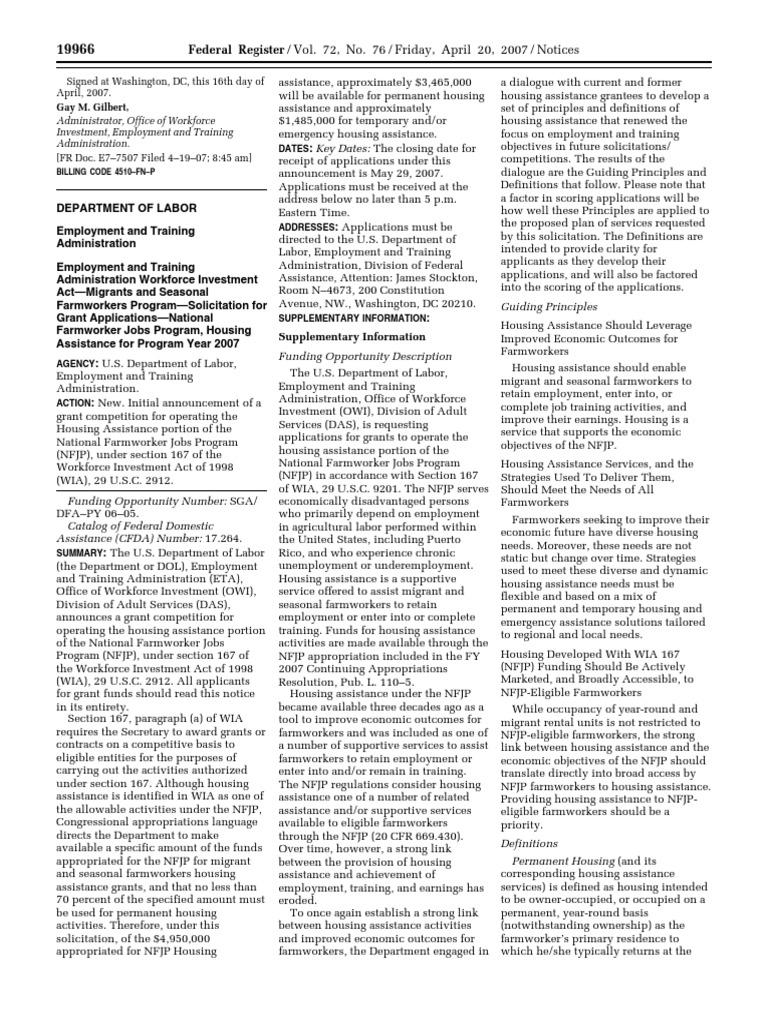 Notice: Alien Temporary Employment Labor Certification Process ...