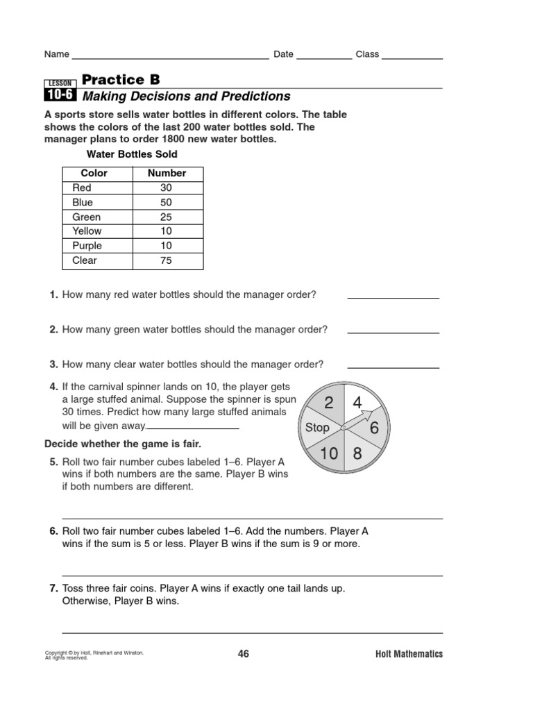 10-6 Making Decisions and Predictions | PDF | Leisure | Teaching ...