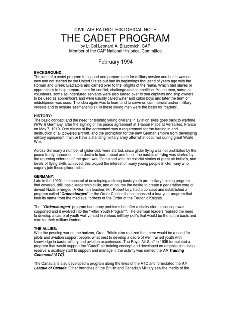 CAP Cadet Program History | PDF | Awards And Decorations Of The Civil ...