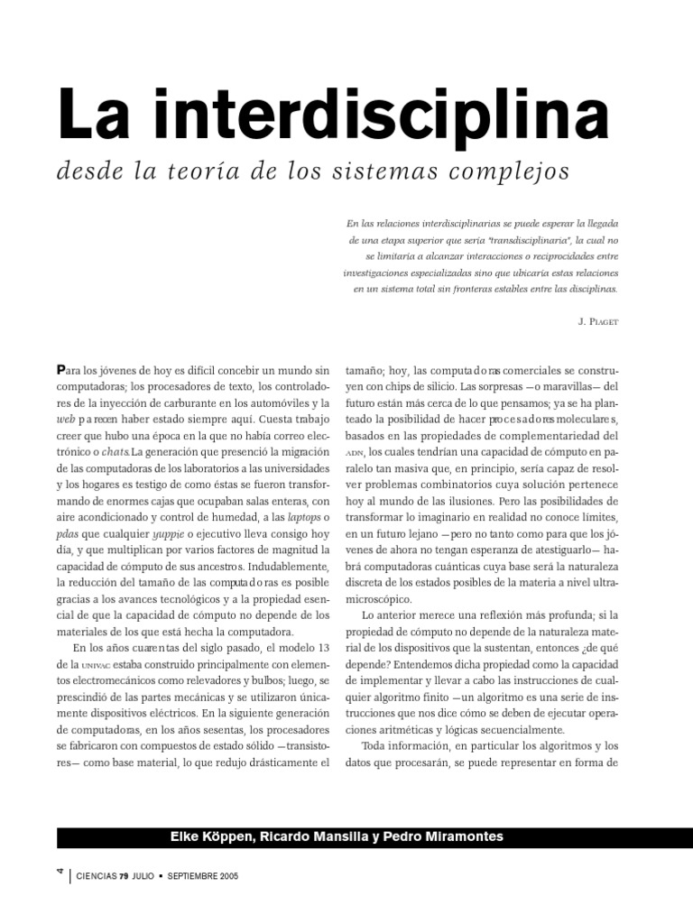 La Interdisciplina | PDF | Aparición | Science
