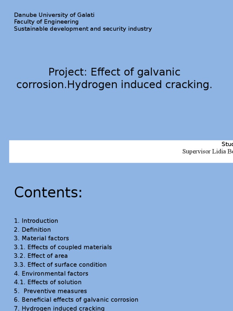 Effect of Galvanic Corrosion.hydrogen Induced Cracking. | Corrosion ...