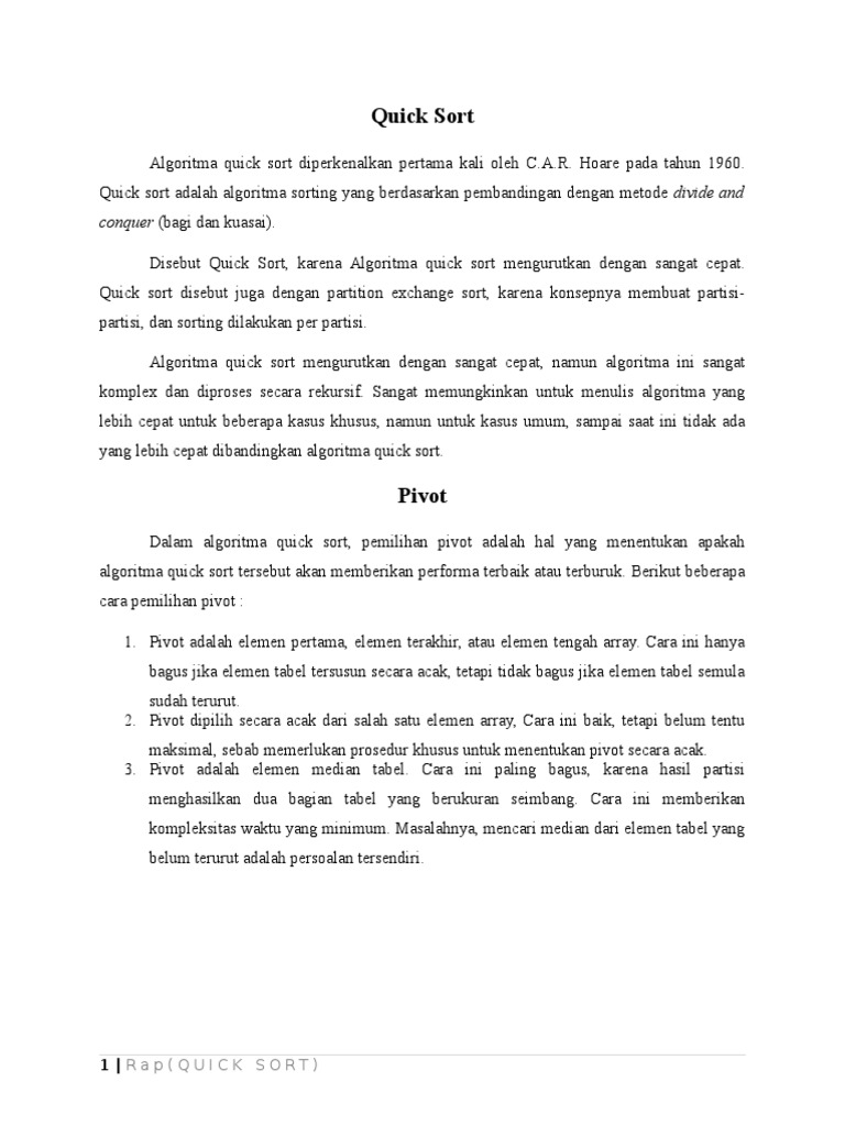 Metode Quick Sort | PDF