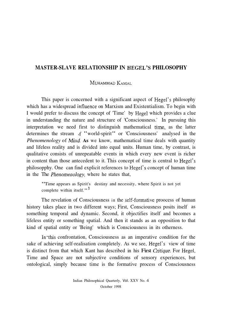 Hegel's Master-Slave Dialectic | PDF | Georg Wilhelm Friedrich Hegel ...