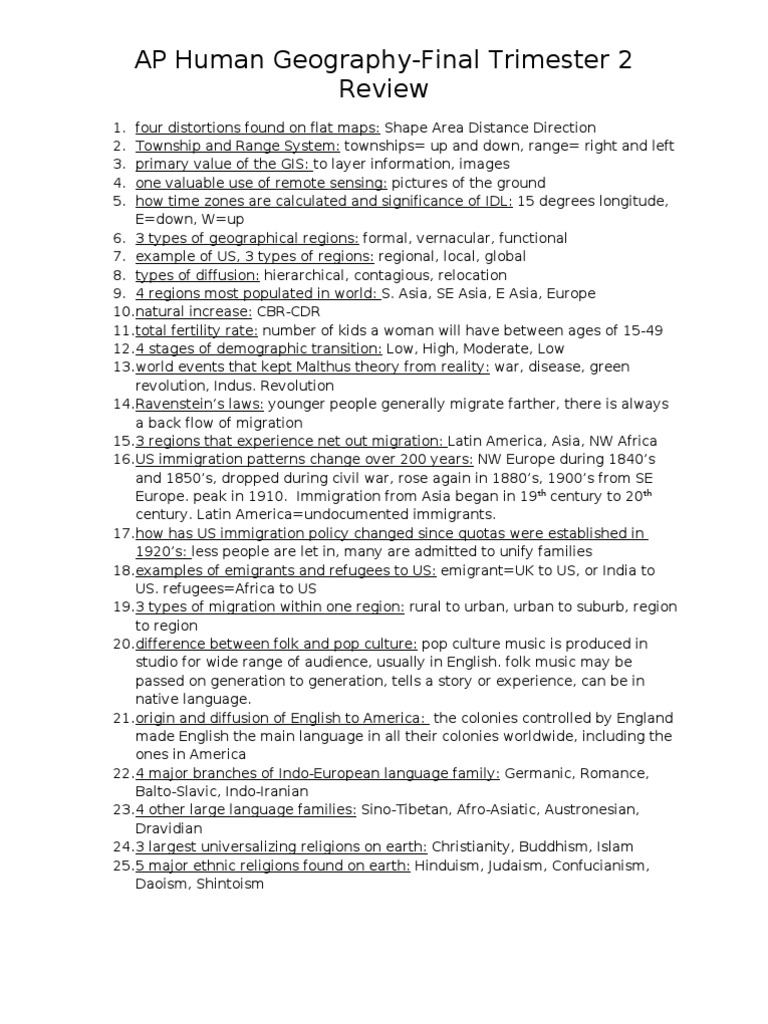 AP Human Geography Trimester 2 Review | PDF | Hutu | Tutsi