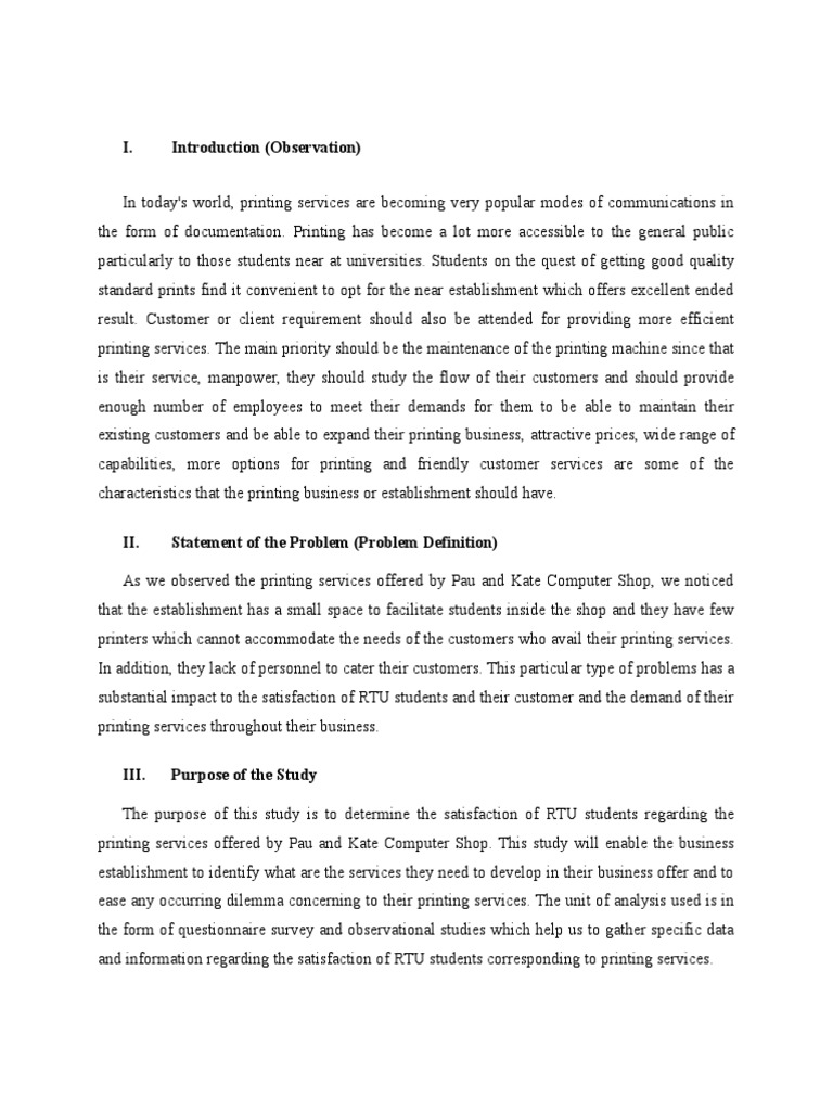 Research Proposal Regarding Printing Services | PDF | Research Design ...