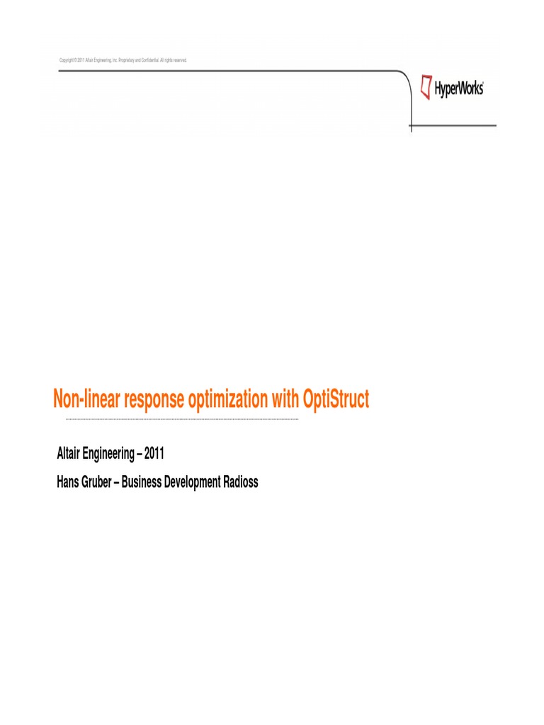 Optistruct Nonlinear Response Optimization Pdf Nonlinear Programming Nonlinear System
