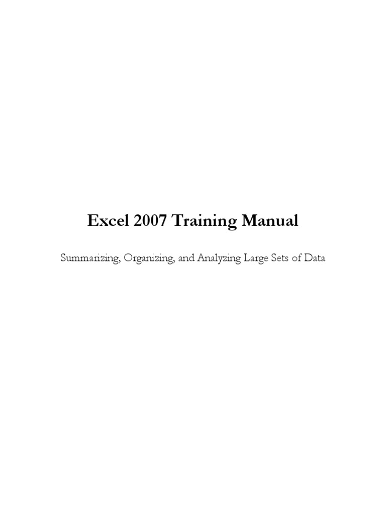 Excel Training Manual | PDF | Microsoft Excel | Spreadsheet
