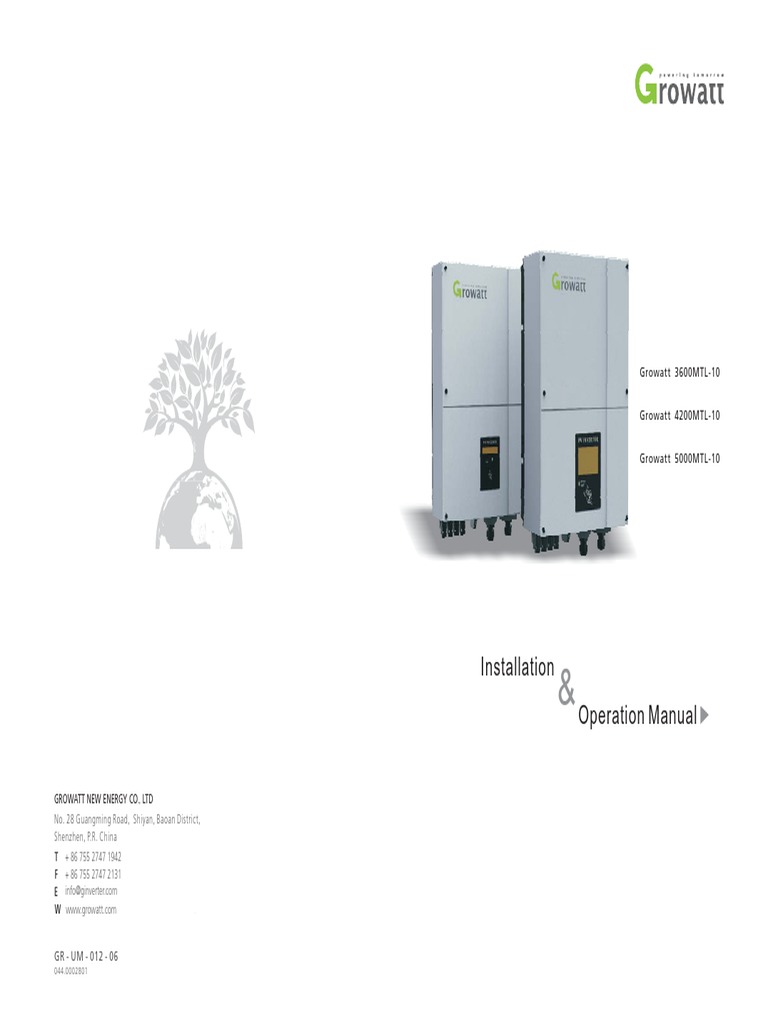 Growatt Manual | PDF | Power Inverter | Kilowatt Hour
