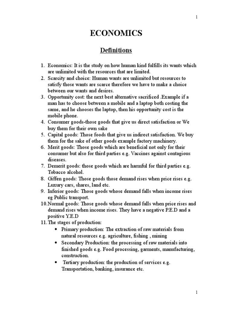 IGCSE Full Economics Notes | PDF