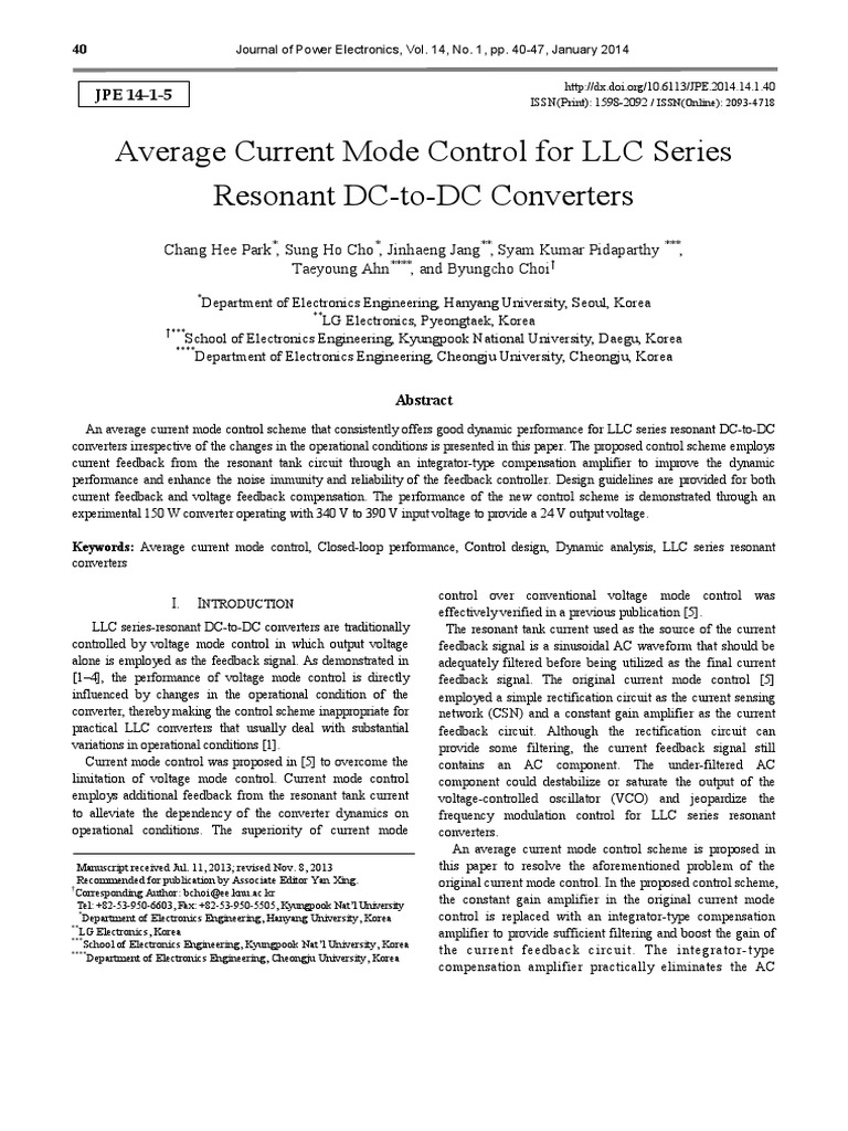 Average Current Mode Control For LLC Series | PDF | Amplifier | Control Theory