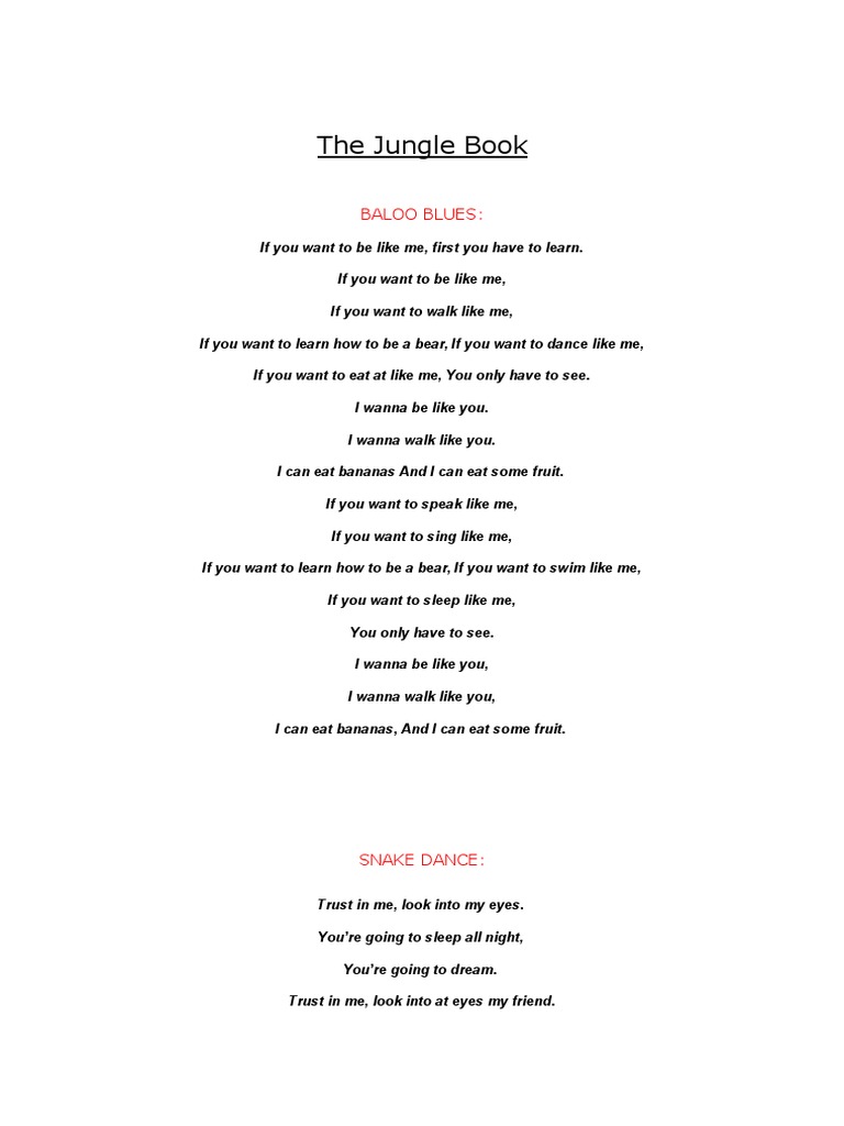 The Jungle Book SONGS | PDF