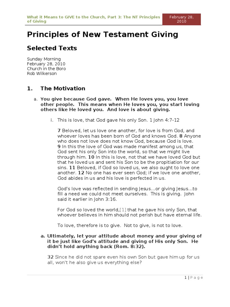 What It Means To GIVE To The Church, Part 3 - The Principles of New ...
