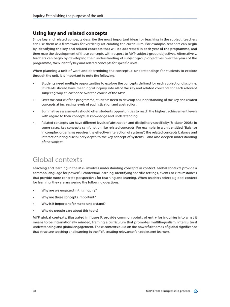 MYP Inquiry - Global Contexts | PDF | Human | Concept