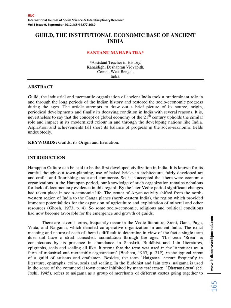Evolution of Guilds in Ancient India | PDF | Guild | Trade