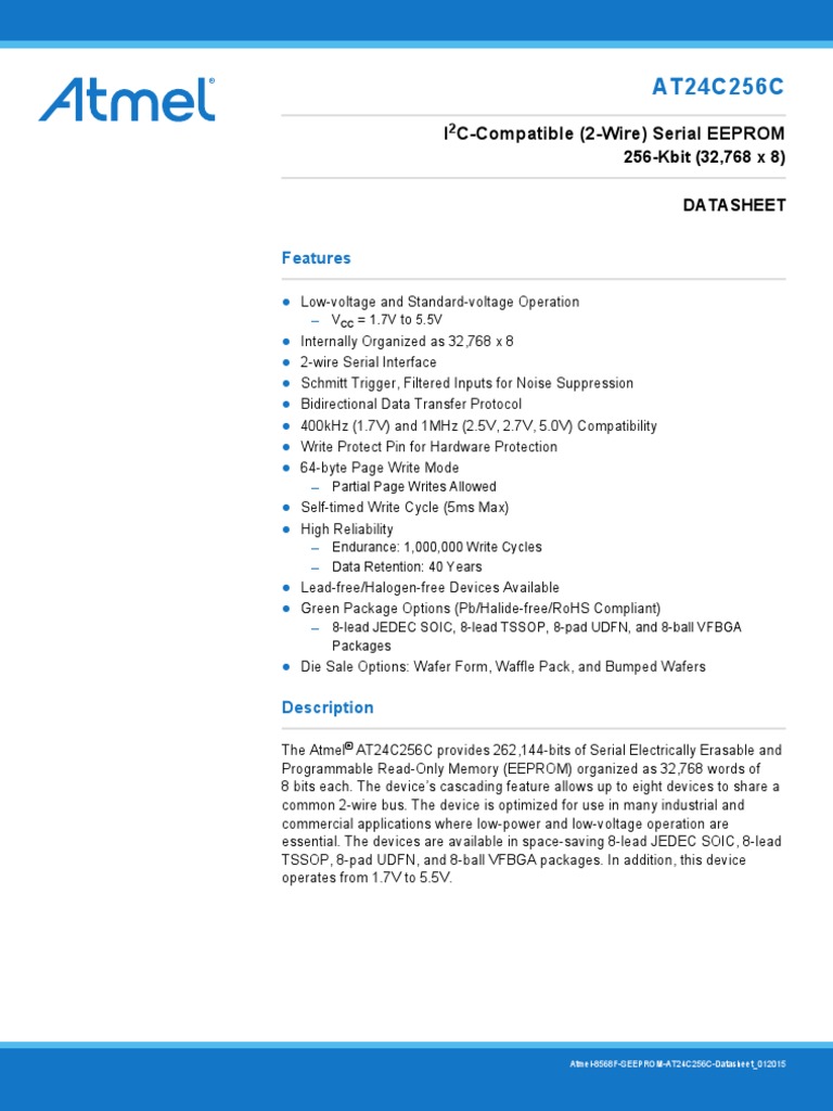 Atmel 8568 SEEPROM AT24C256C Datasheet PDF | PDF | Microcontroller ...