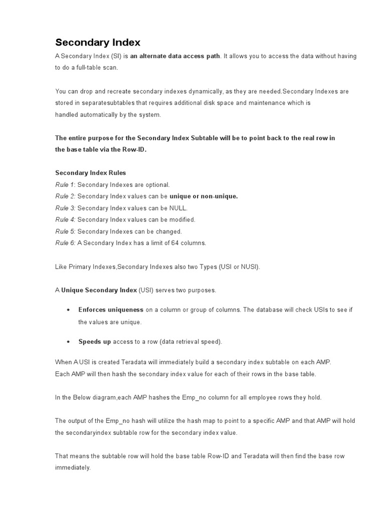 Secondary Index | PDF | Database Index | Table (Database)