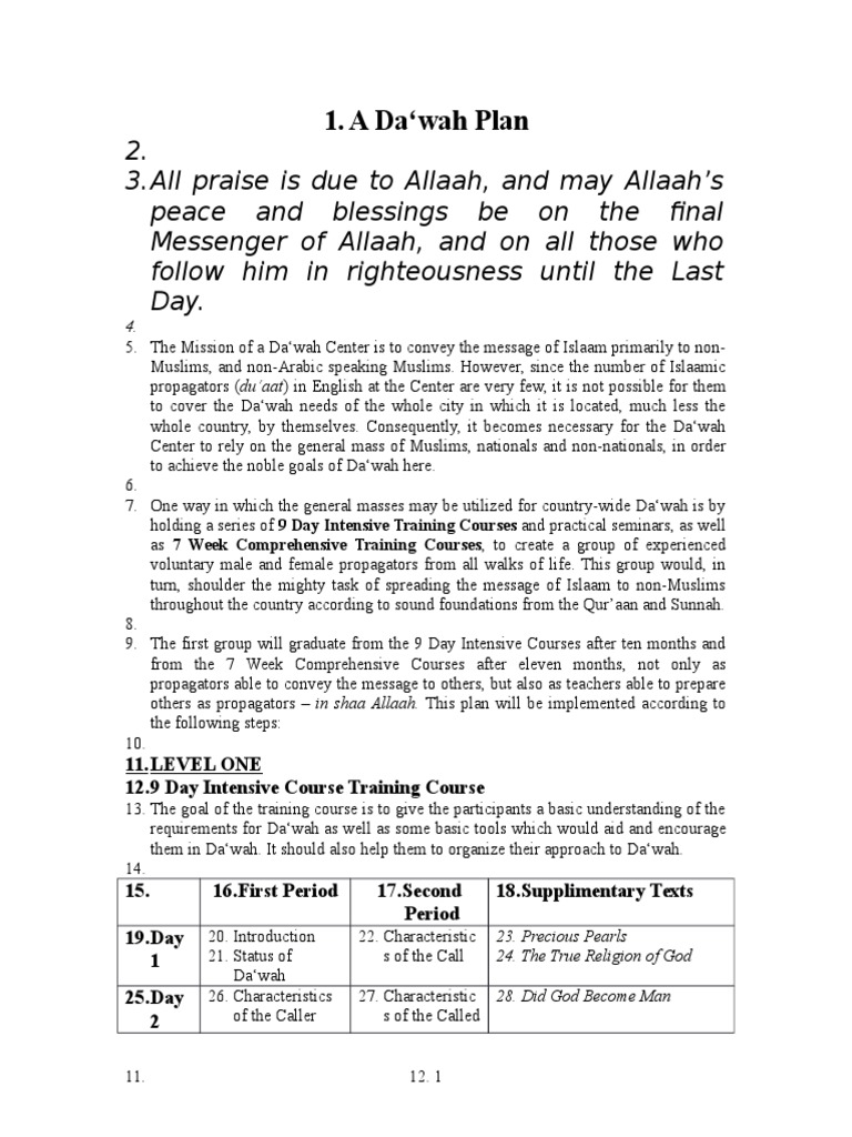 A Strategic Plan for Implementing an Intensive Islamic Da'wah Training Program | PDF | Tawhid ...